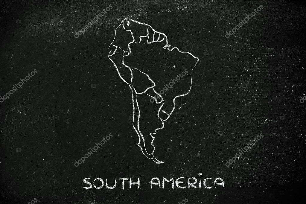 World map and continents: borders and states of South America — Stock ...