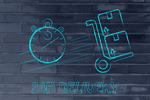 Fast 24 hours delivery illustration - Stock Image - Everypixel