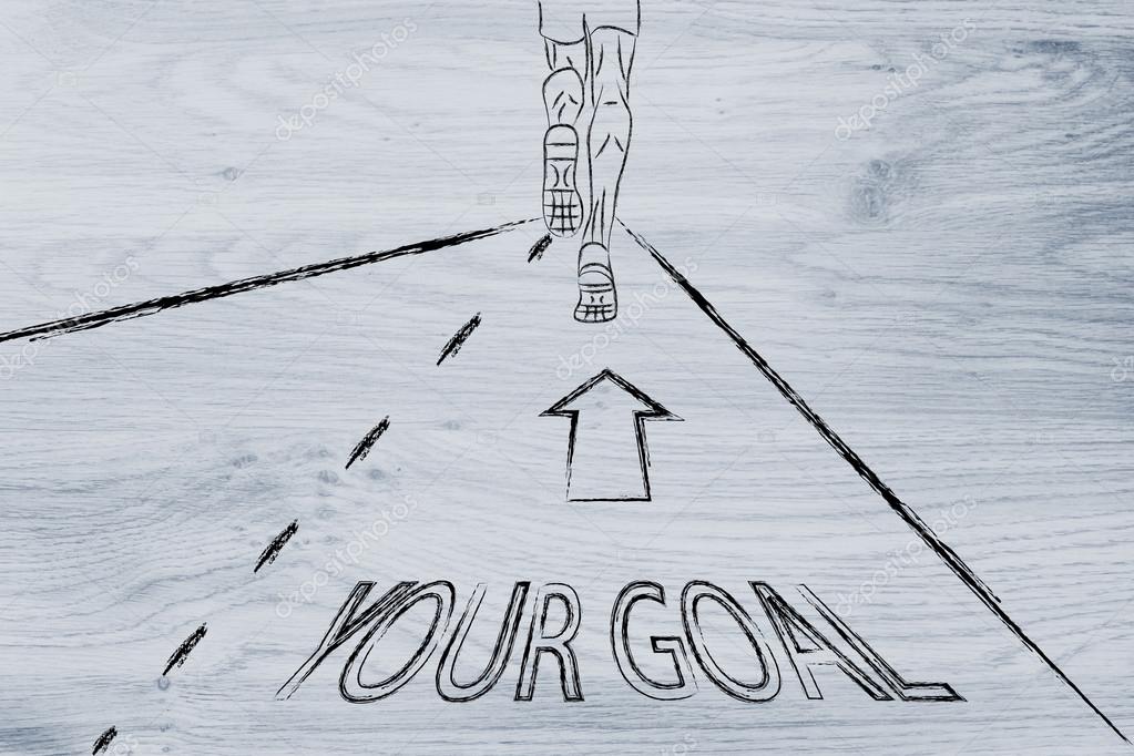 Man running on the road to goal — Stock Photo © Faithie #69429719