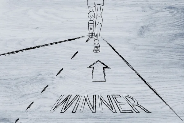 Man running on the road to win - Stock Image - Everypixel