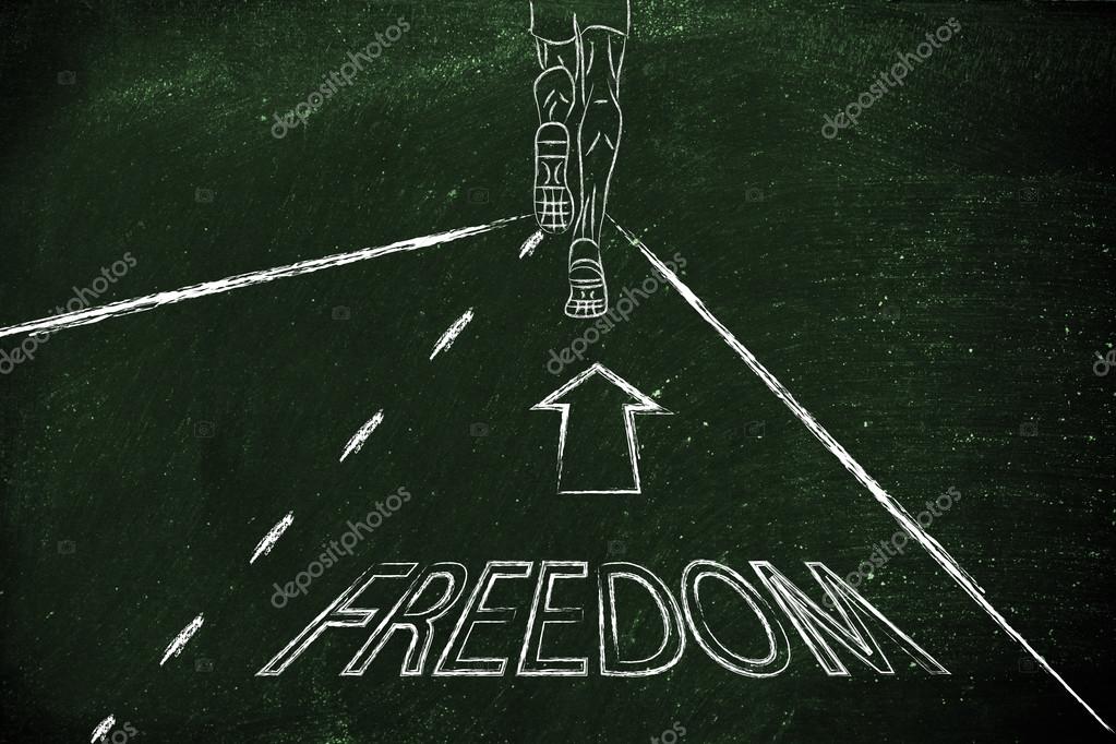 Man running on the road to freedom Stock Photo by ©Faithie 69431041