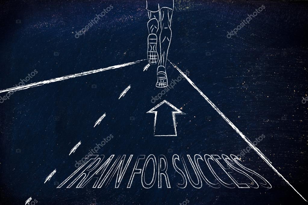 Man running on the road to train for success Stock Photo by ©Faithie ...