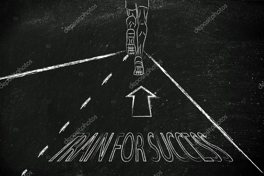 Man running on the road to train for success Stock Photo by ©Faithie ...