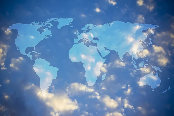 World map over a sky background - Stock Image - Everypixel