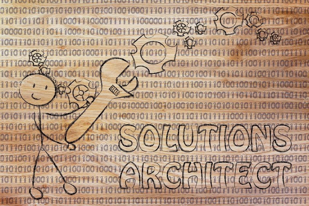 Man with wrench setting up binary code — Stock Photo © Faithie #75656773