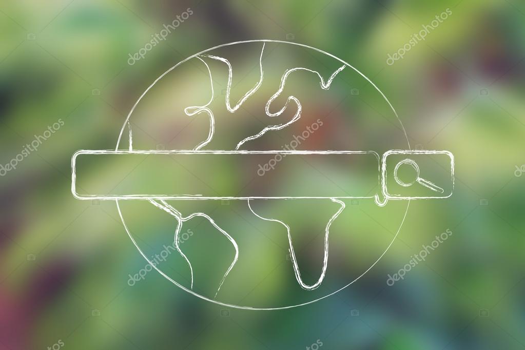 mapa del mundo con barra de búsqueda de Internet 2022