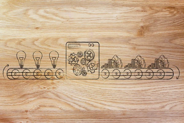 Factory machine turning good ideas into profit - Stock Image - Everypixel