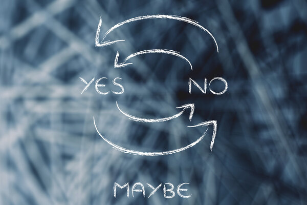 A cycle of doubts: arrows continuously moving from Yes to No #96655022 ...