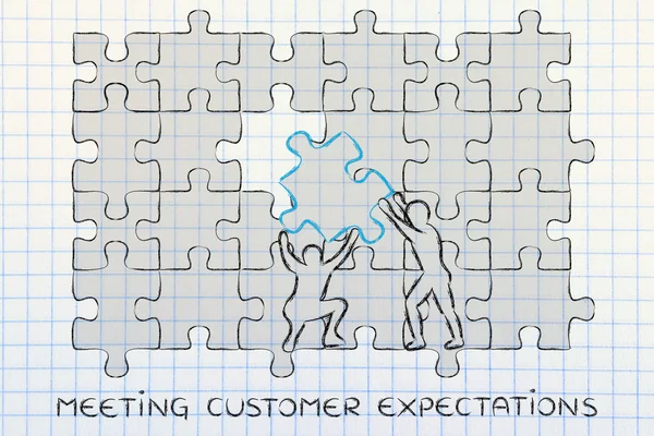 Men with missing piece to complete a puzzle, with text Meeting c ...