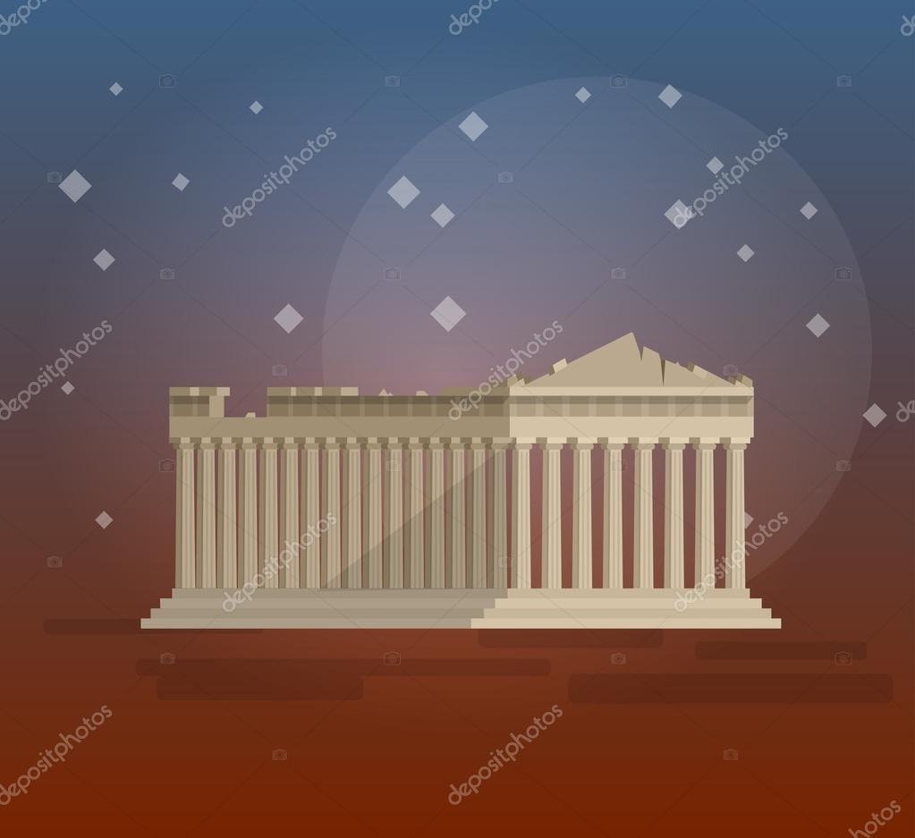 Diseño plano del vector griego partenón ilustración Vector de stock ...