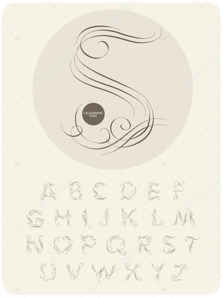 Calligraphic alphabet. Design elements Stock Vector by ©Merfin 109087386