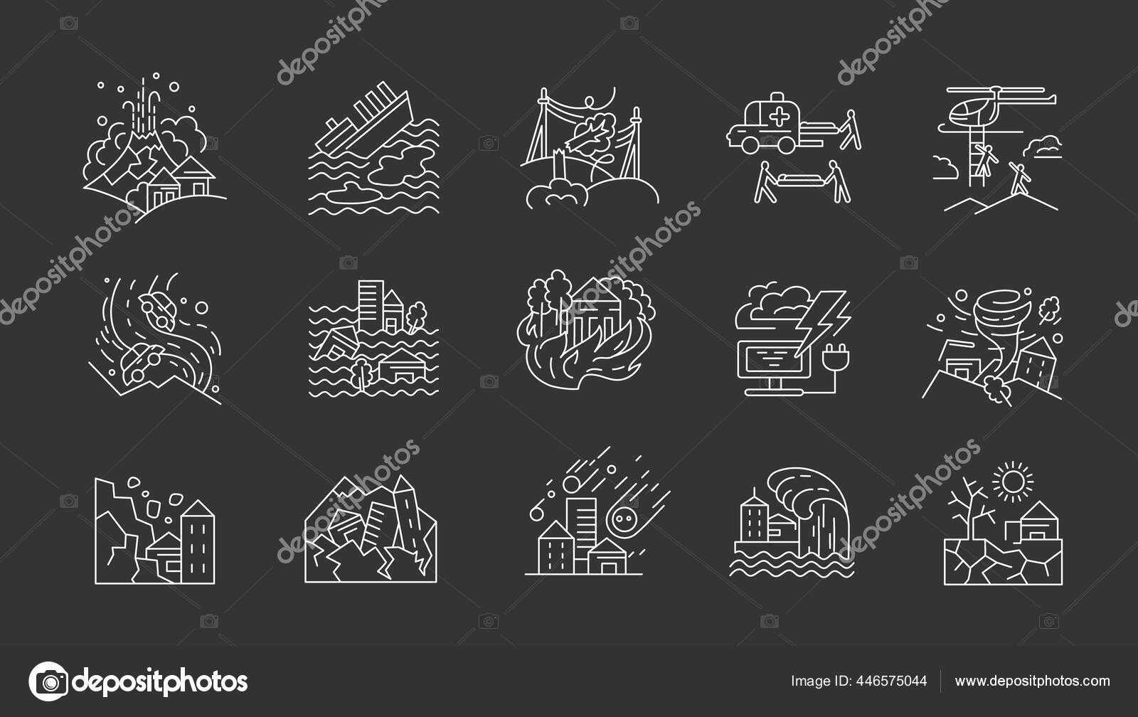 Cataclysms and natural disasters. Vector icon and logo. Editable ...