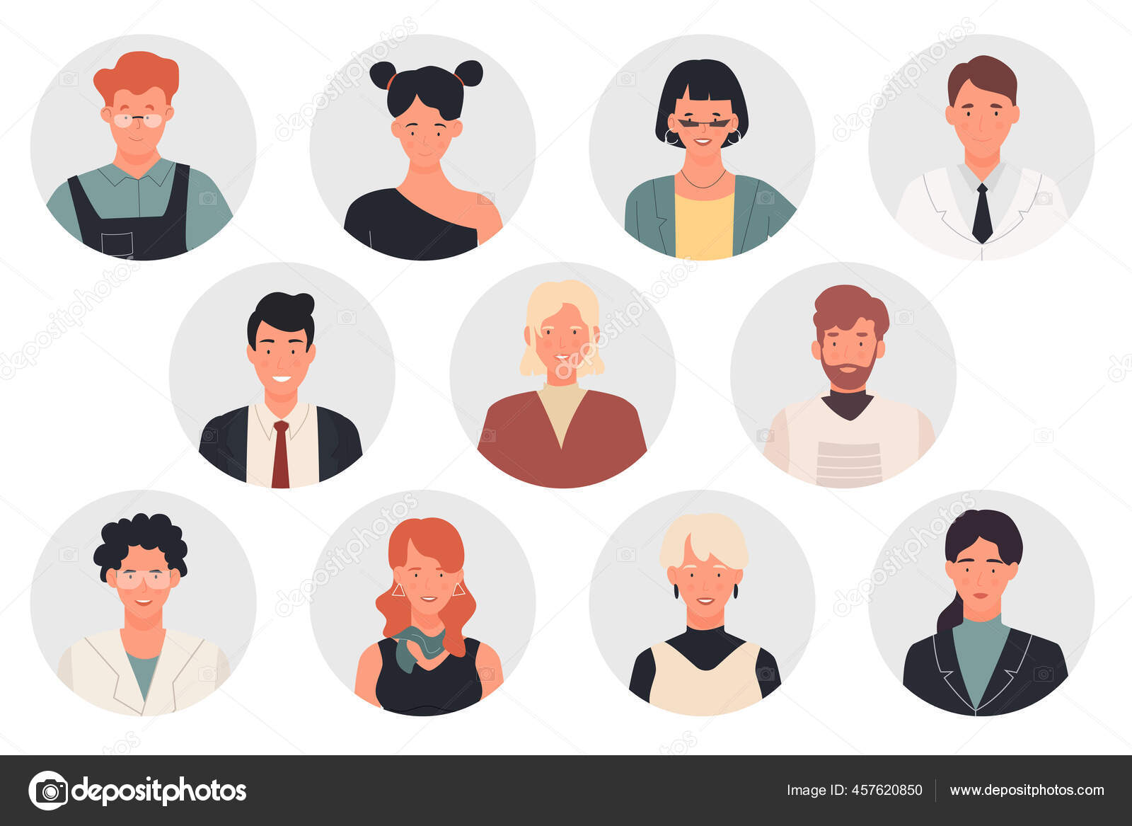 People profile avatars of different professions, man woman professional ...