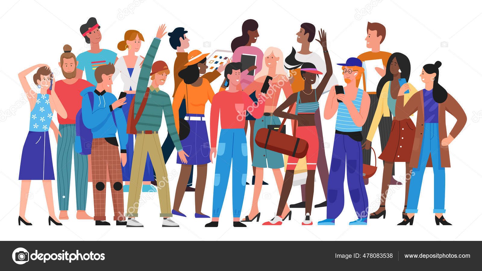 Multitud De Personas De Pie