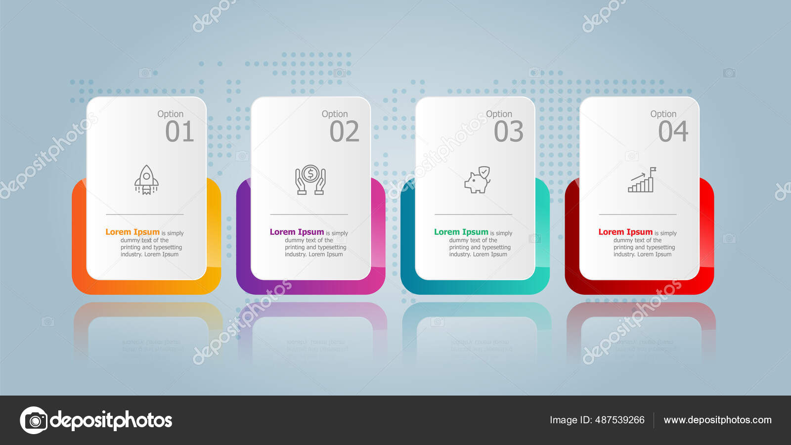 Horizontal Infographic Presentation Element Template Business Icon ...