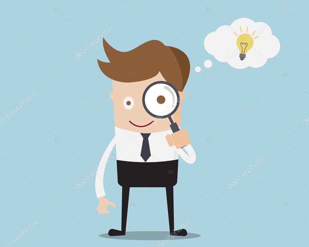 Businessman Use Magnifying Glass Finding Idea Stock Vector Image by ... Businessman Use Magnifying Glass Finding Idea Stock Vector Image by ...