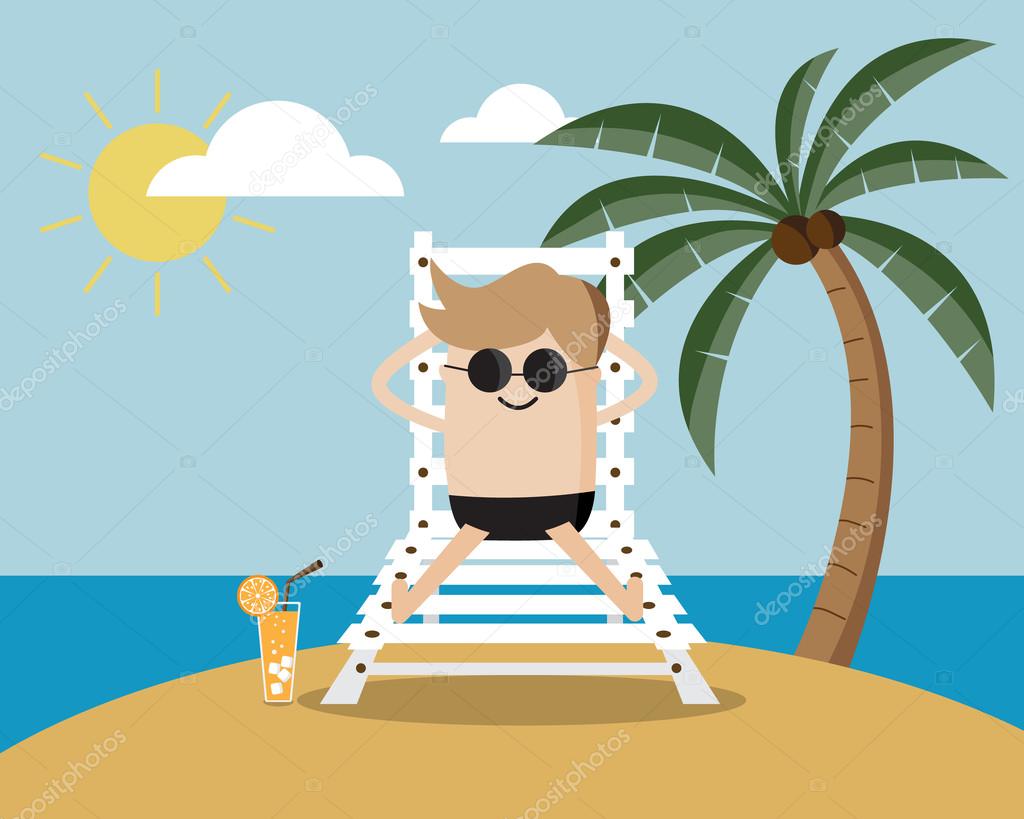 Člověk relaxovat na pláži na dovolené — Stock Vektor © manopjk #81660102