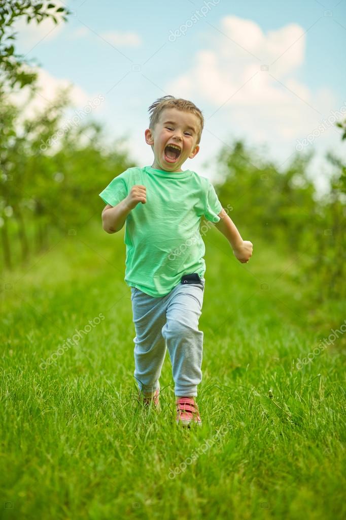 Excited Boy Running
