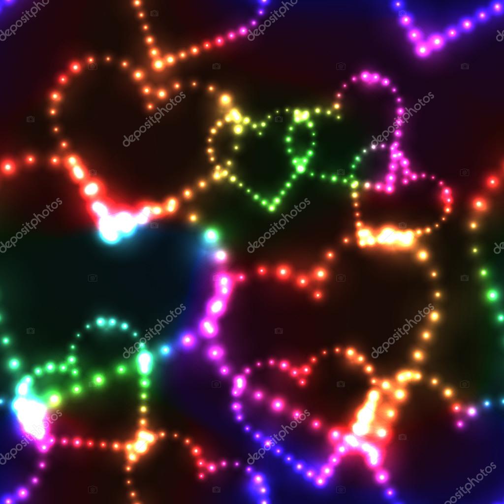 Neon Colored Hearts Background