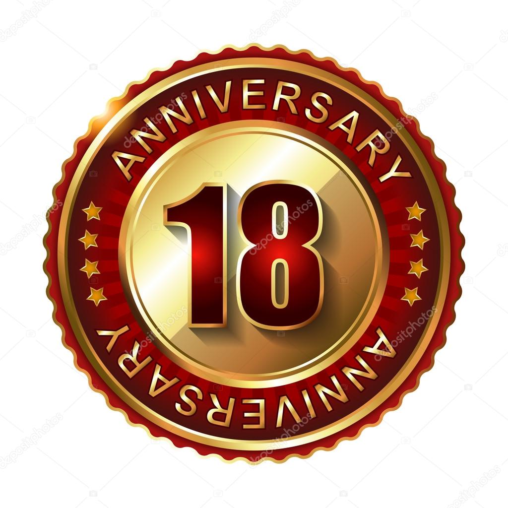 18 Years anniversary golden label. Stock Vector by ©GalaStudio 66628123