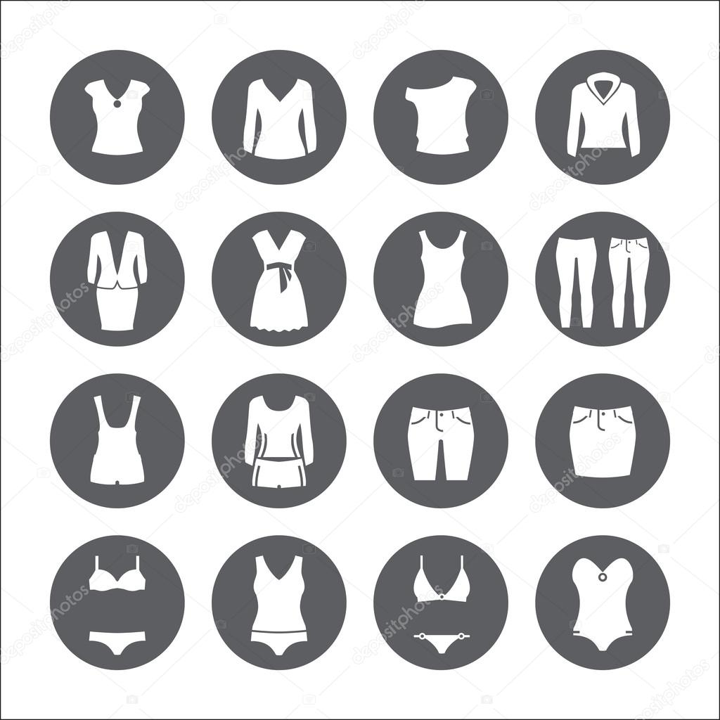 Clothes Icons Vector Signs Womens Clothing Set — Stock Vector © Olya
