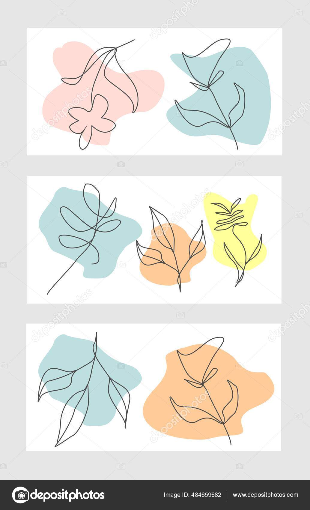 Linear Art Line Spot Colored Spots Plants Drawn Line Modern Stock ...