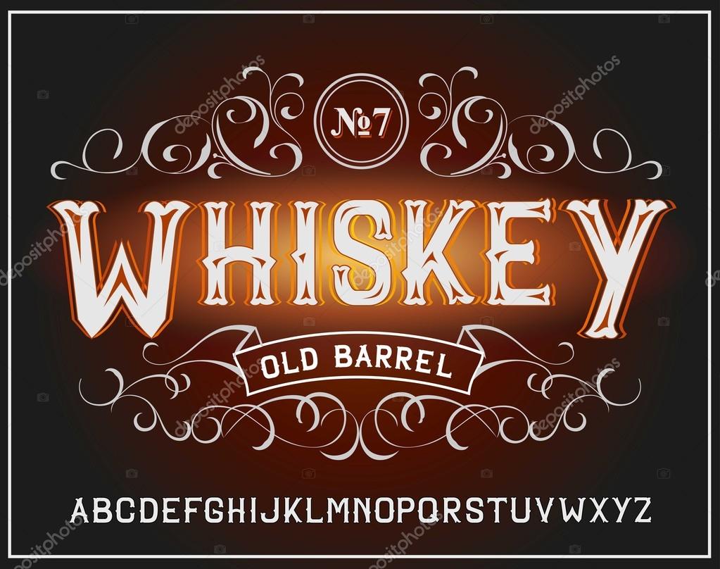 Vector vintage label font. Whiskey label style Stock Vector Image by ...