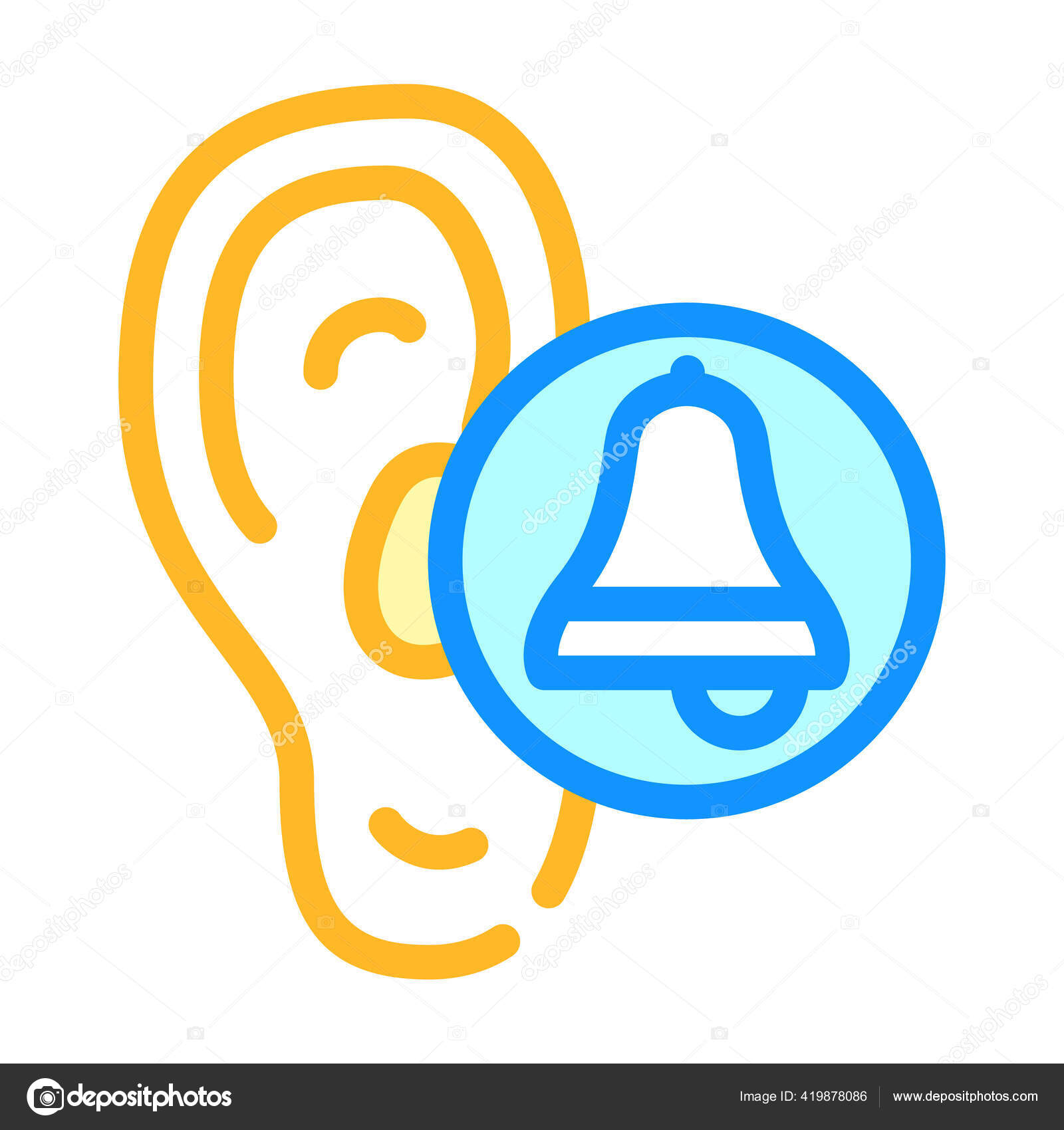 Ear hear bell sound color icon vector illustration Stock Vector Image ...