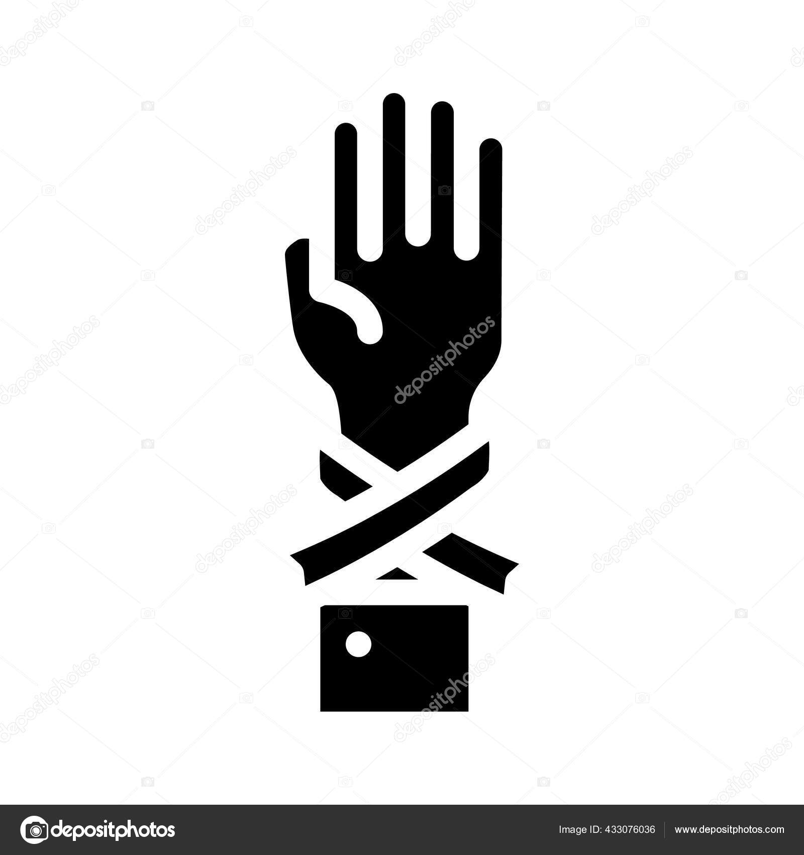 Hand with ribbon symbol aids hiv glyph icon vector illustration Stock ...