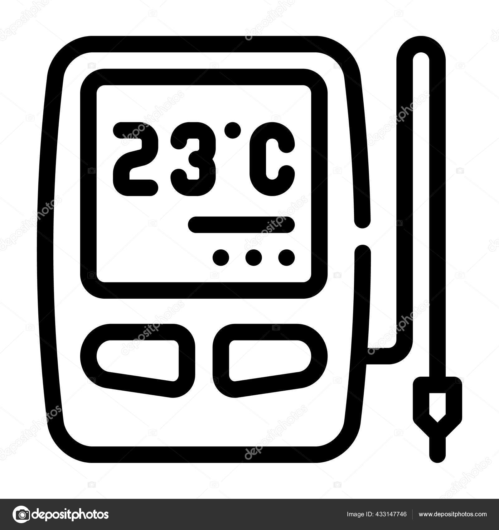 Digital thermometer with sensor line icon vector illustration Stock ...