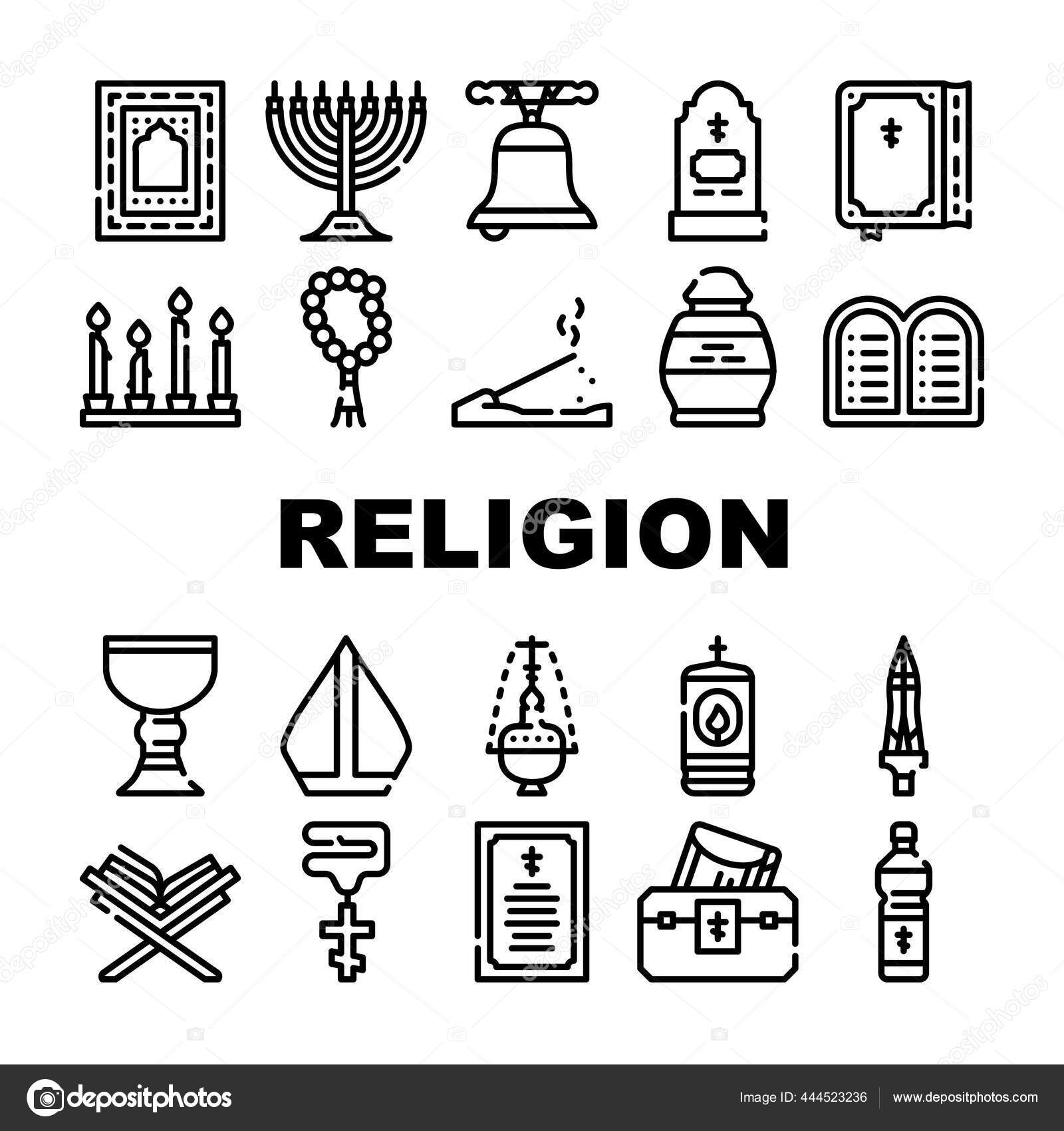 Religión Santa Oración Colección Iconos Set Vector Vector de stock por ...