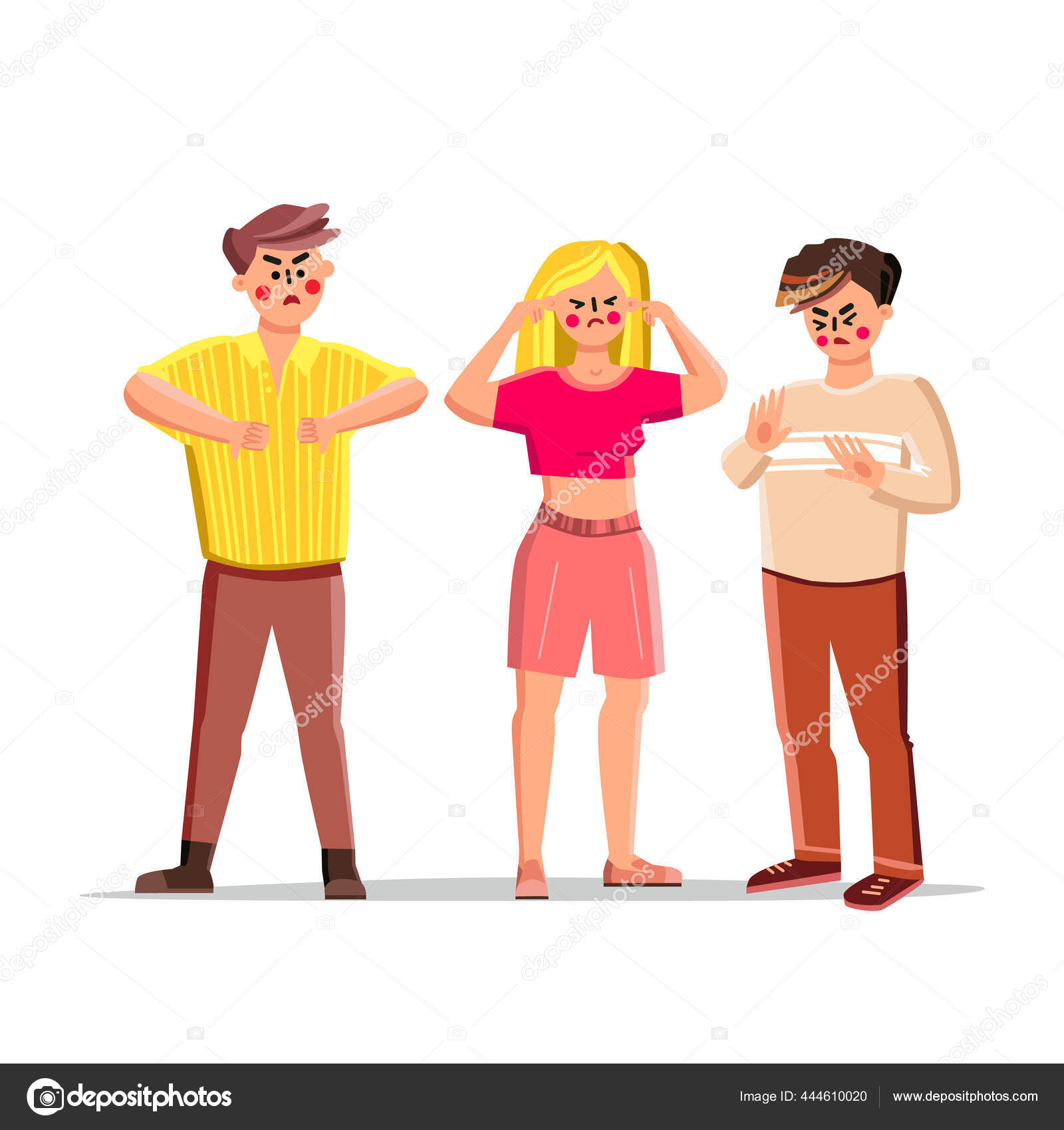 Refusal People Showing Negative Gesture Vector Illustration Stock ...