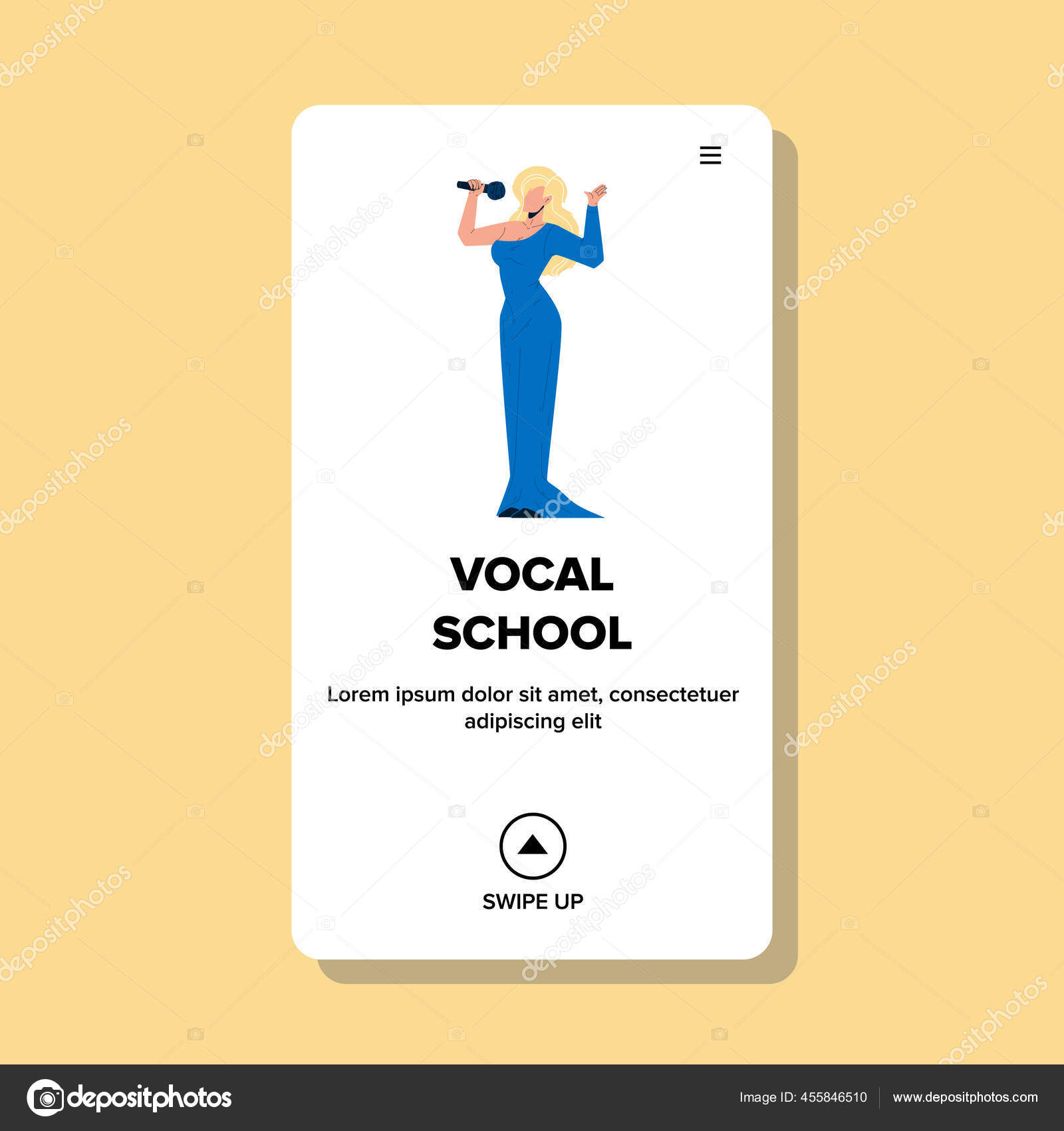 Vocal School Girl Student Performing Song Vector Stock Vector by ...