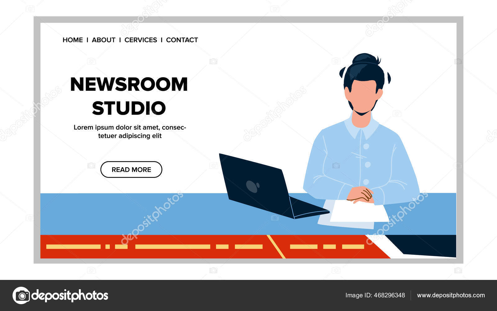 Newsroom Studio News Presenter Workplace Vector Stock Vector by ©2037519.gmail.com 468296348