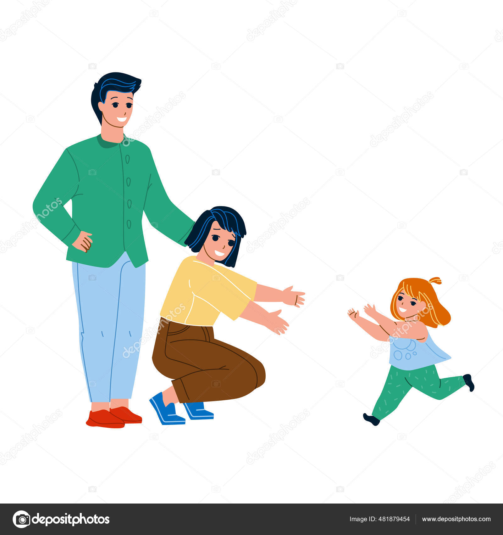 Kid Adoption Young Man And Woman Parents Vector Stock Vector by ...