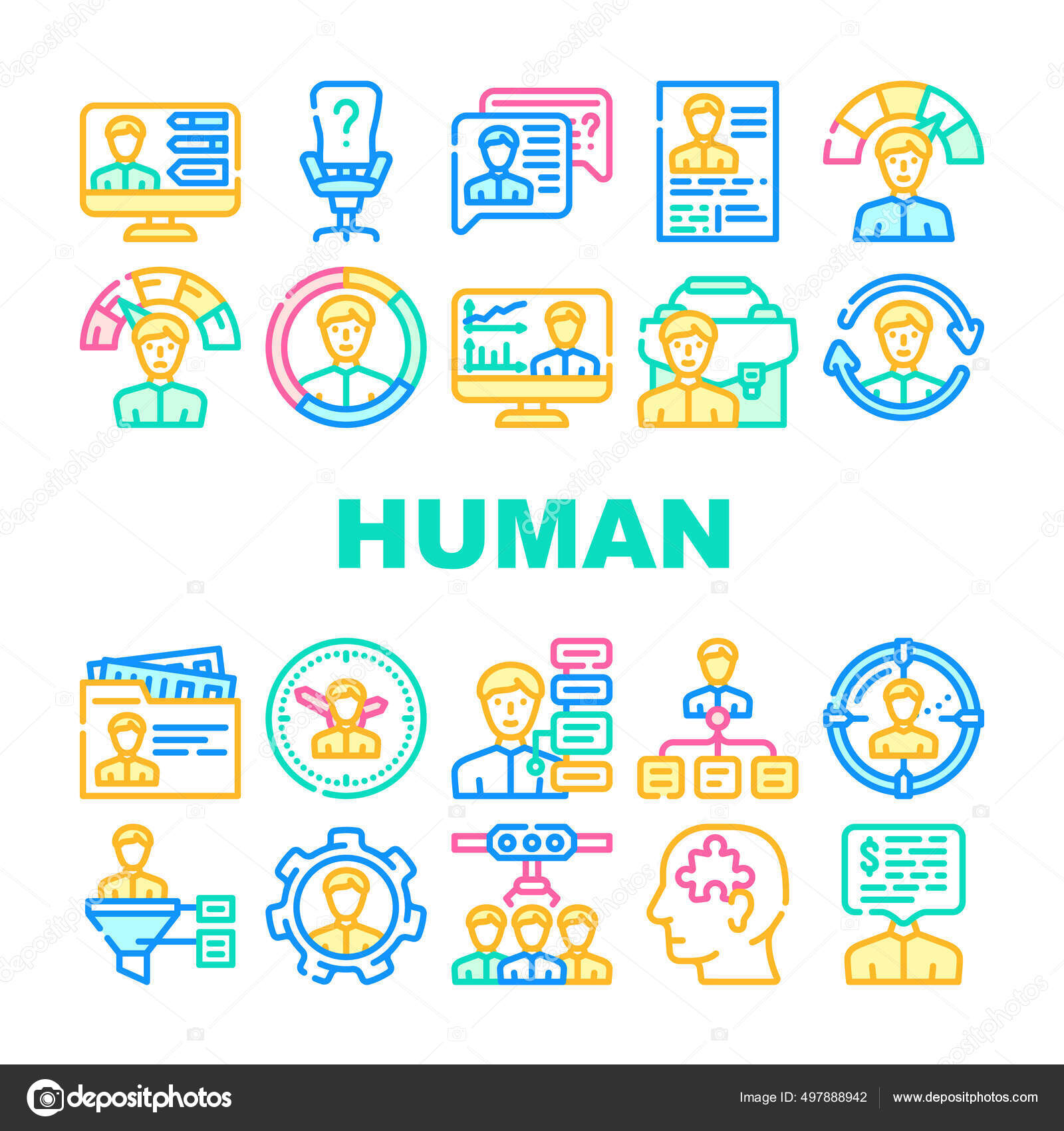 Recursos Humanos Hr Departamento Iconos Set Vector Vector de stock ...