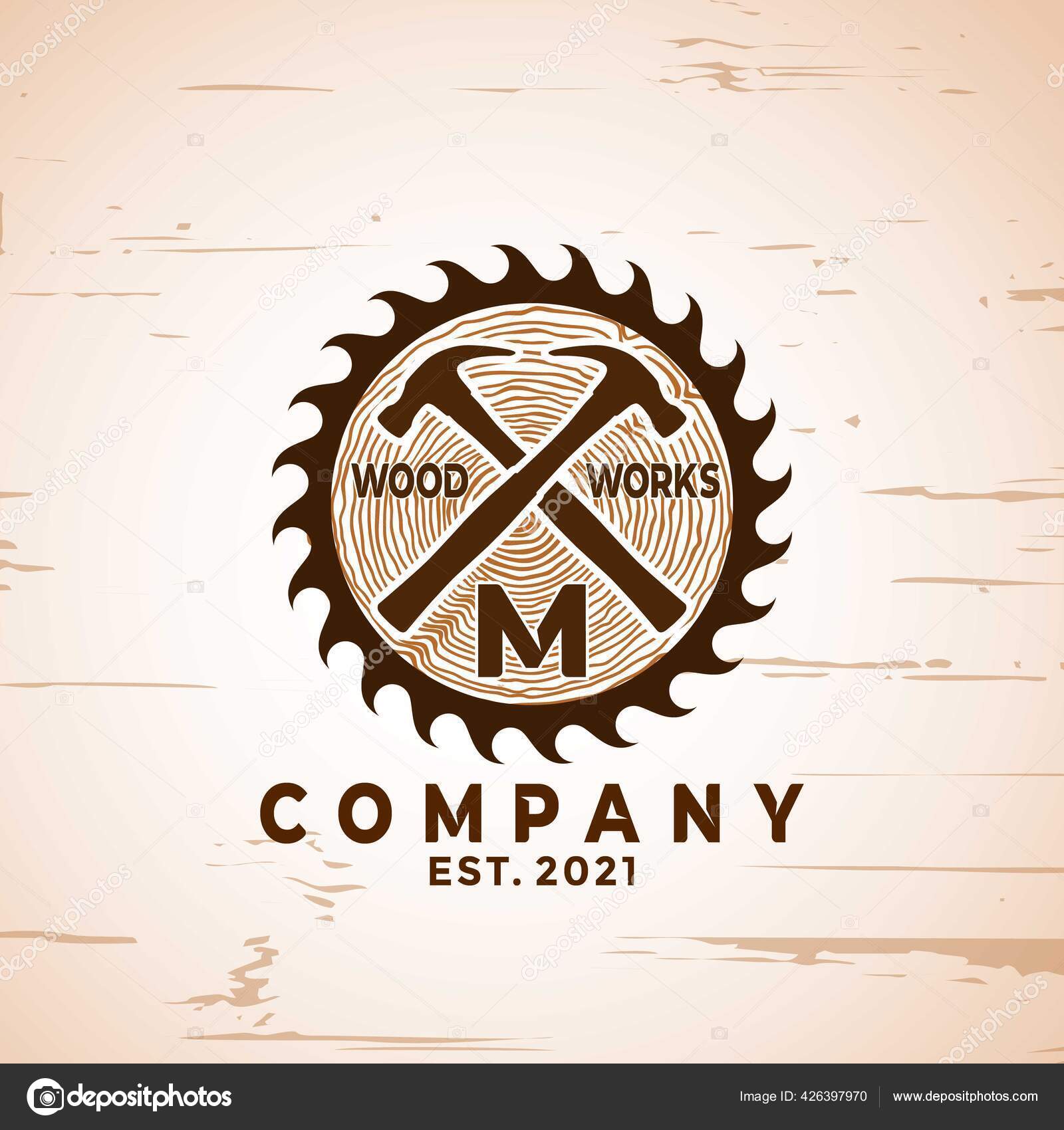 Abstract Woodworking Logo Designs Vector Illustration Stock Vector ...