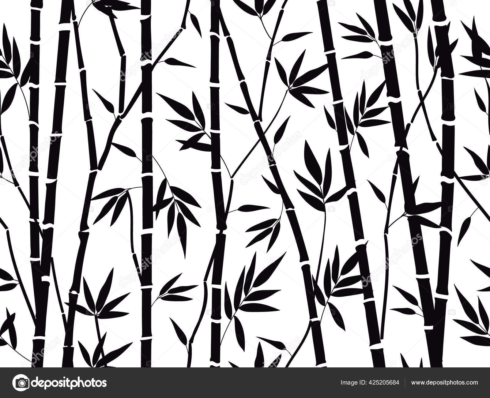 Bamboo forest texture. Bamboo forest silhouette, bamboo plants with ...