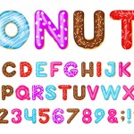 Donuts ABC. pie alphabet. Baked in oil letters. icing and sprink Stock ...