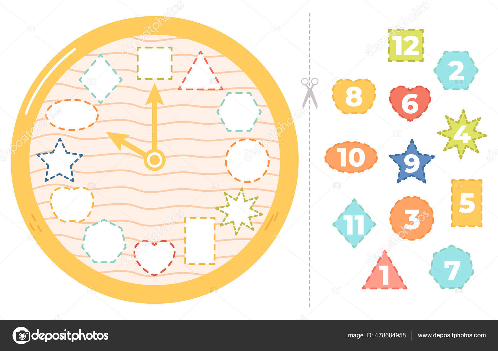 Children clock puzzle game. Educational time puzzle game for kids ...