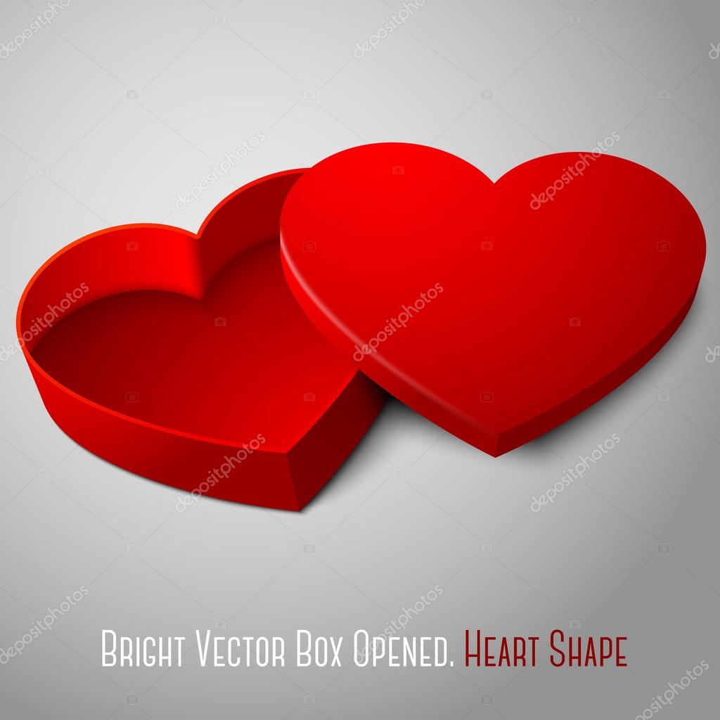 Vector realistic blank red opened heart shape box. For your valentines ...