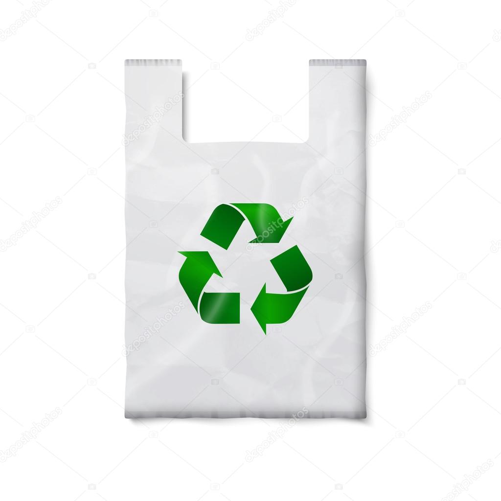 Plastic Bag With Recycle Sign Logo And Words REDUCE REUSE, 56% OFF
