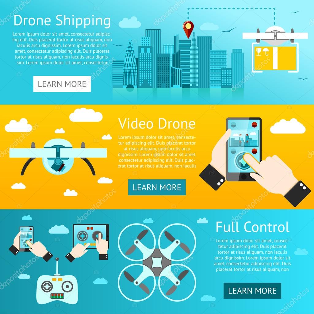Set of drone banners Stock Vector by ©tashaleks 80707606