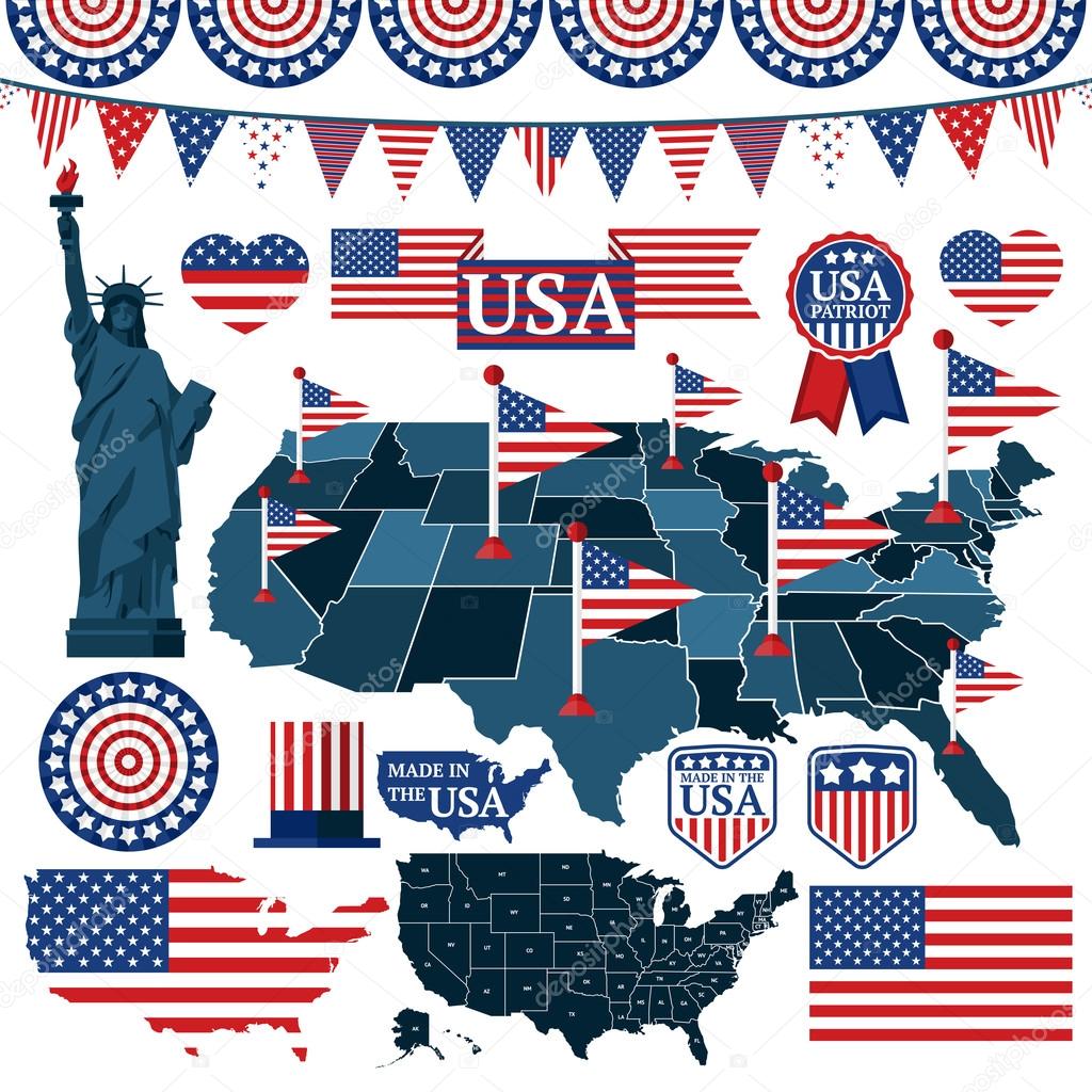 Conjunto de símbolos USA vector, gráfico vectorial © tashaleks imagen ...