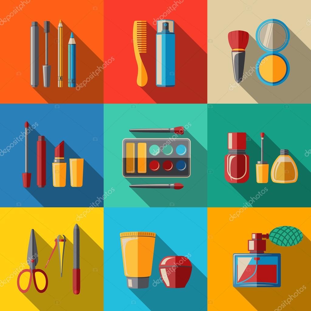 Set of flat makeup icons Stock Vector by ©tashaleks 81647072