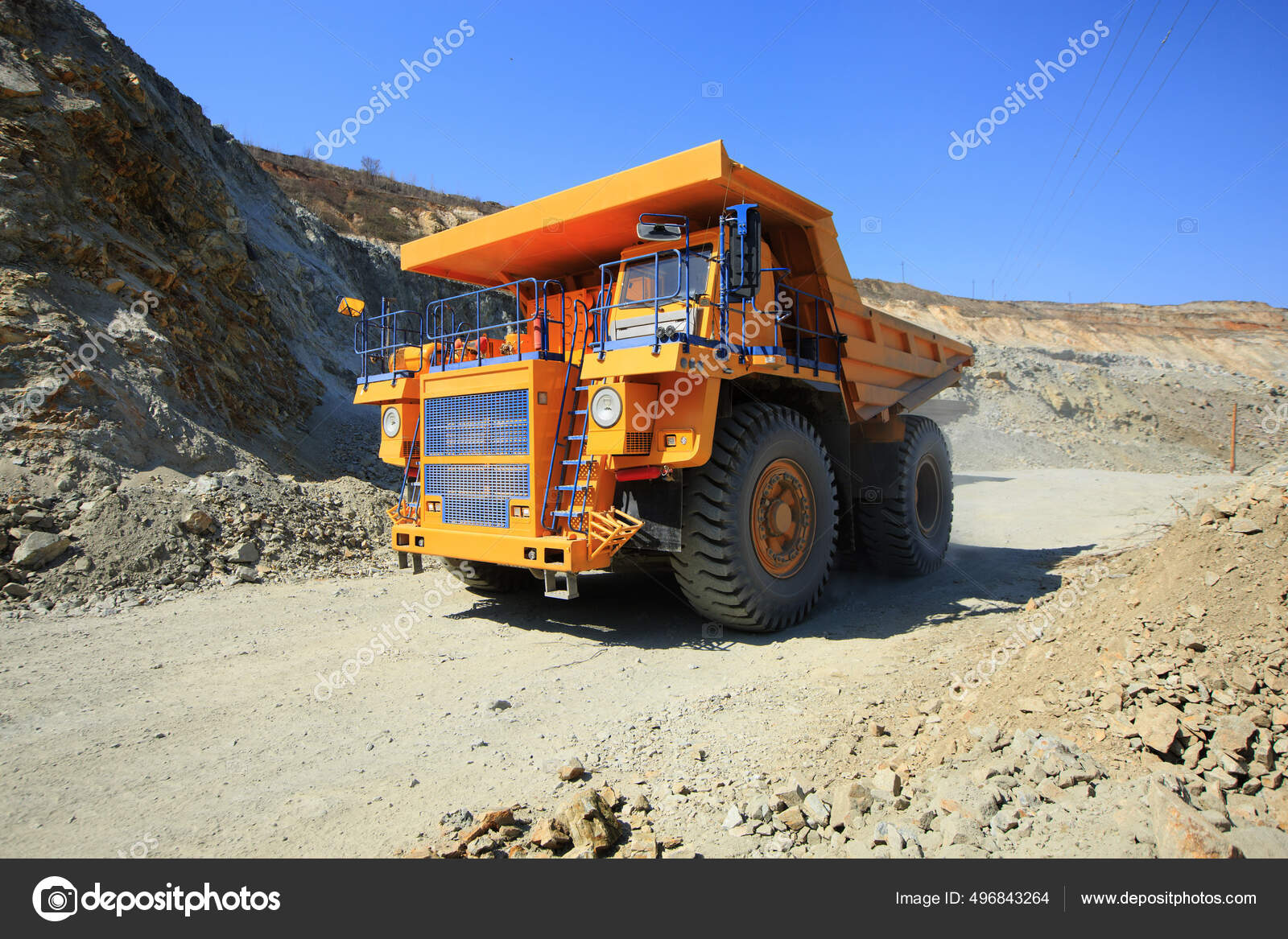 Large Yellow Mining Dump Truck Road Sunny Day Large Sized — Stock Photo ...