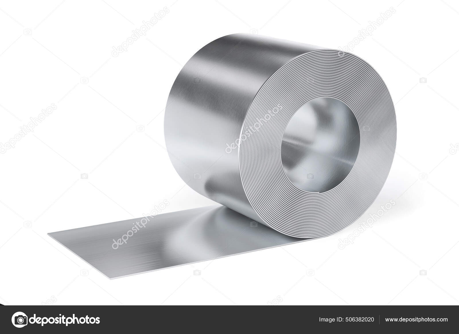 Opened Roll Rolled Steel Sheet Isolated White Background Rendering ...
