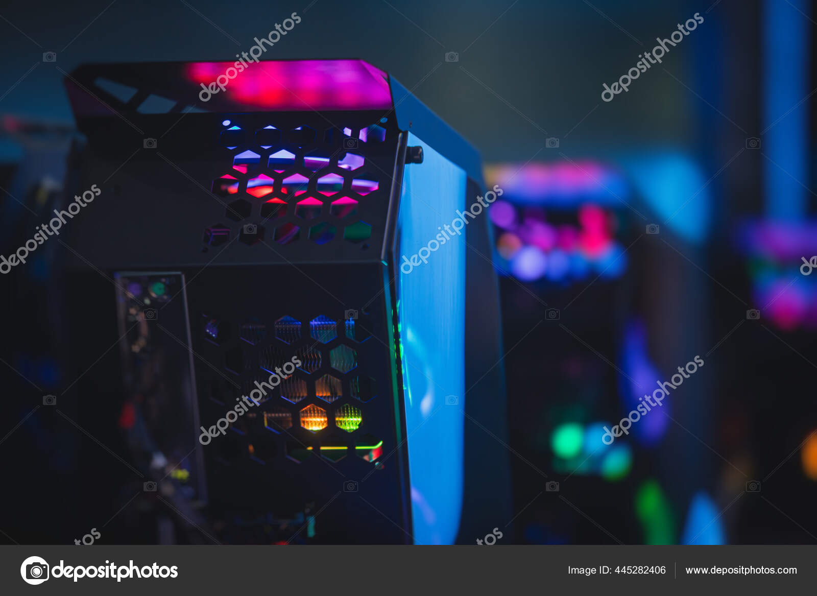 View Gaming Rgb Led Lights Powerful High End Personal Computer — Stock ...