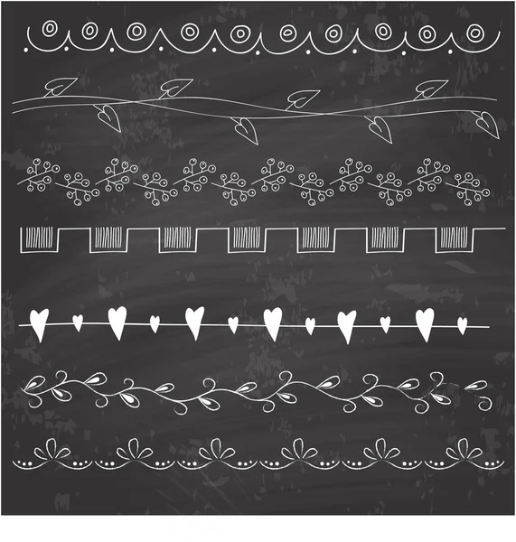 Hand drawn border lines set on blackboard Stock Vector Image by ...