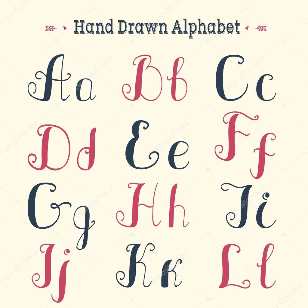 Stylish hand drawn alphabet — Stock Vector © Virina28 #63735387